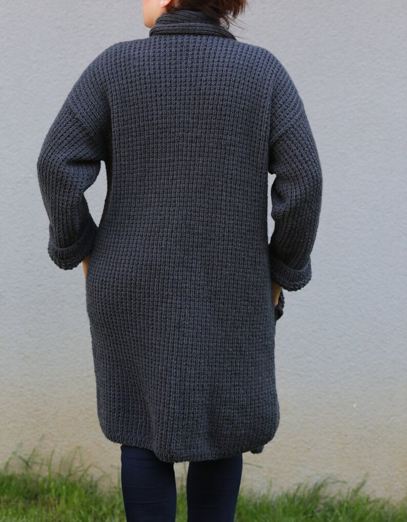 Oversized Blue Boyfriend Cardigan Knitted Long Overcoat Plus | Etsy