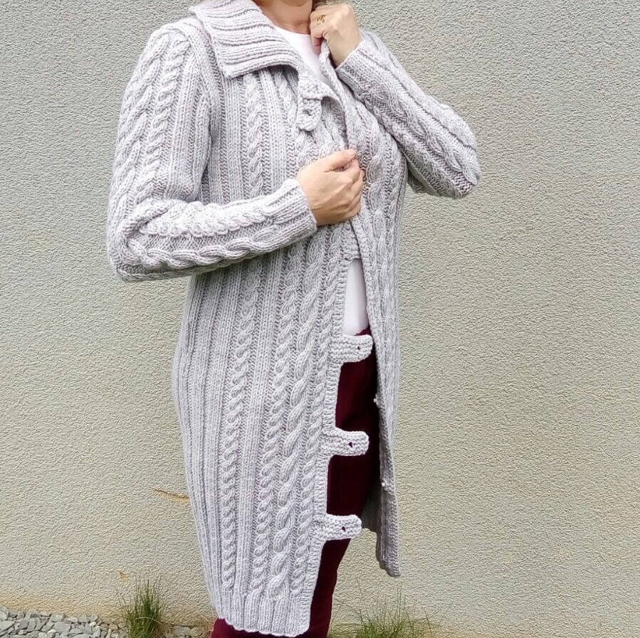 Long Knit Cardigan Hand Knit Boyfriend Cardigan Cable Winter - Etsy
