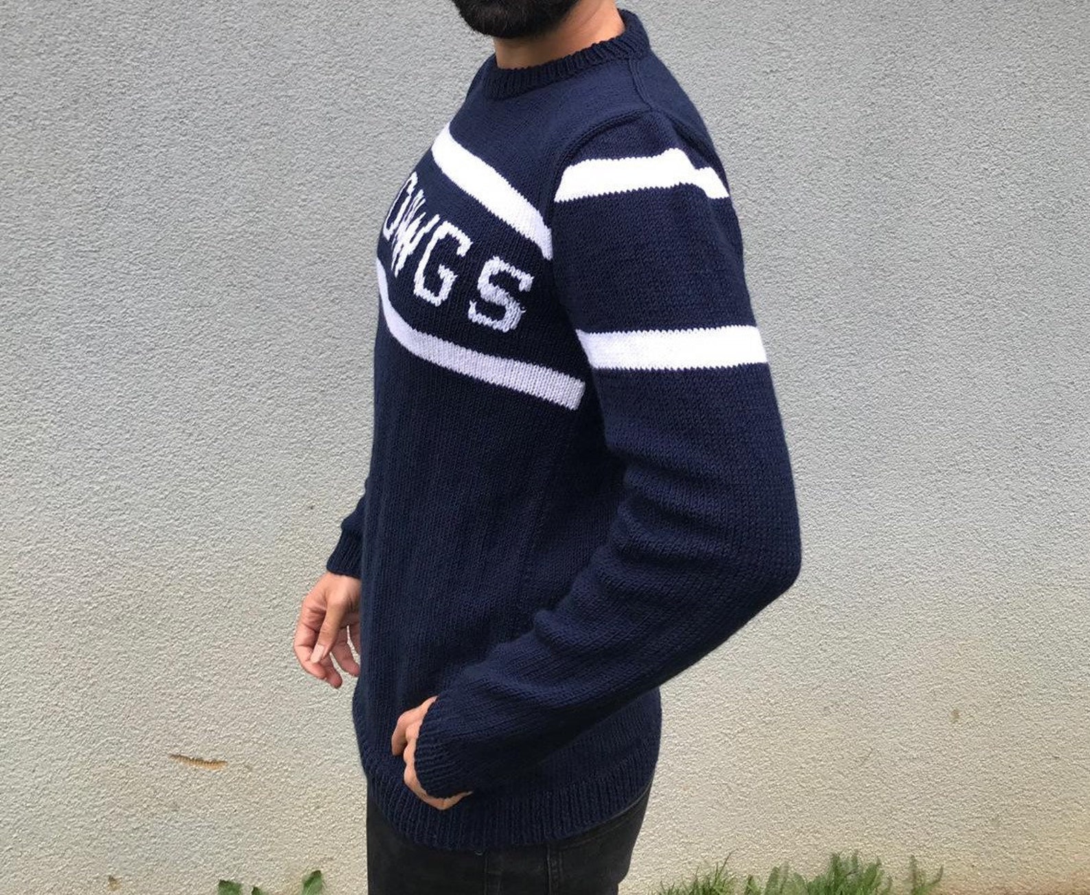 Personalized Any Text Custom Sweater Dark Blue Mens Sweater | Etsy