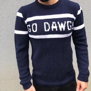 Personalized Any Text Custom Sweater Dark Blue Mens Sweater, Hand ...
