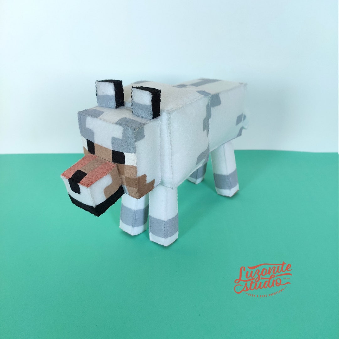 Minecraft Wolf Inspired Stuffed Animal Handmade Felt unofficial MADE TO ...