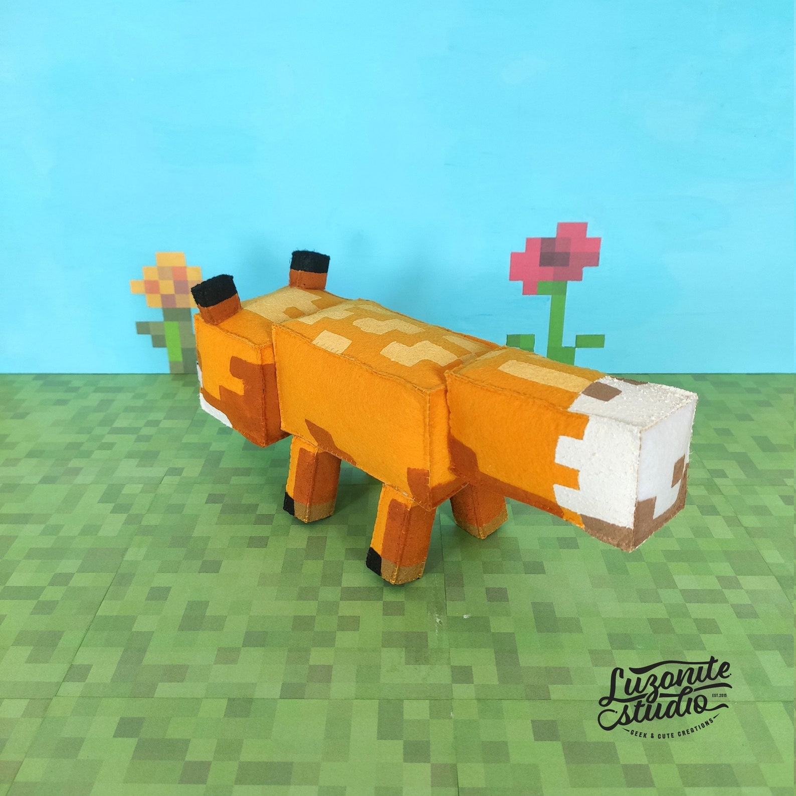 Peluche inspirado en el zorro de Minecraft hecho a mano de fieltro (No ...