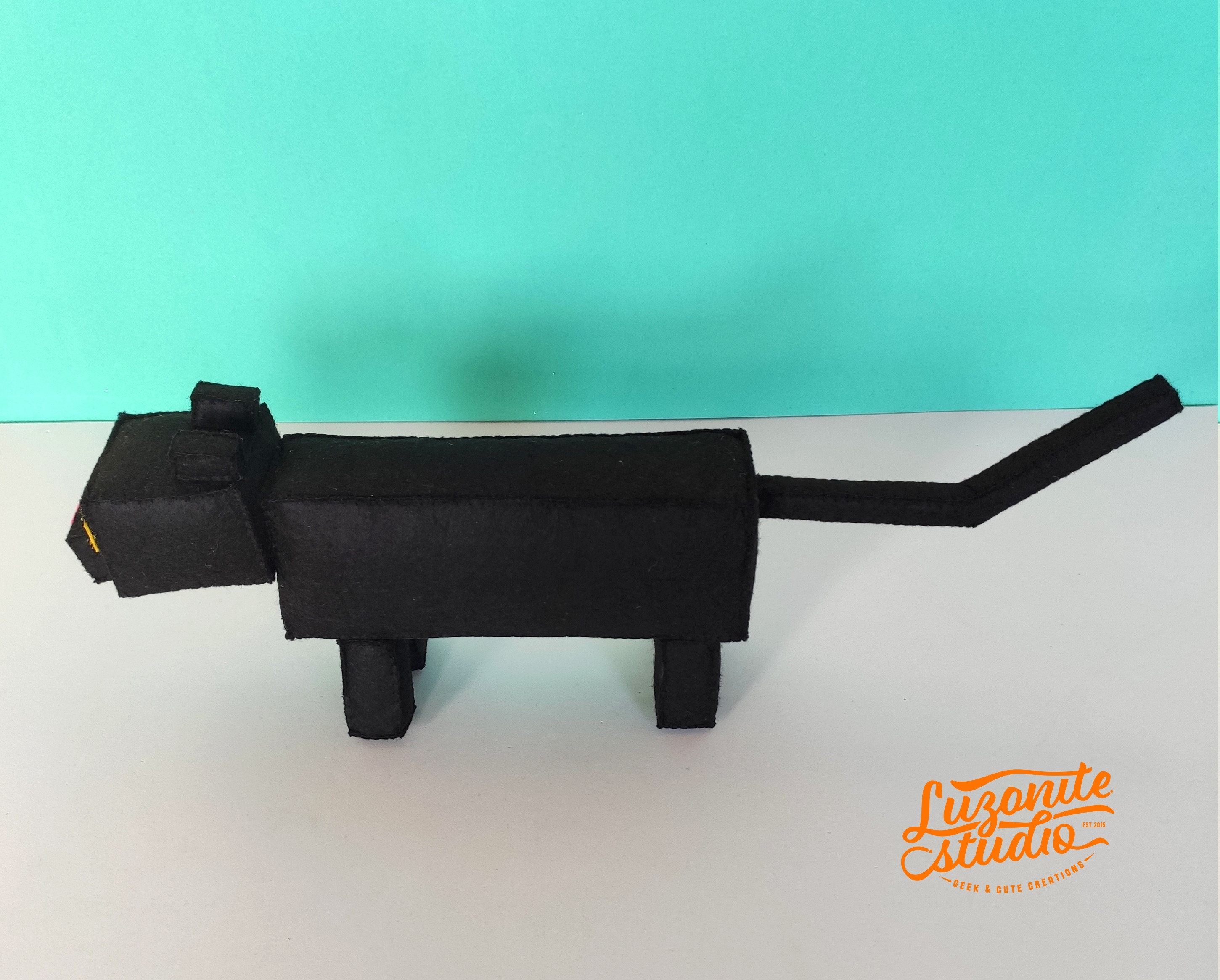 Minecraft black cat-inspired stuffed handmade felt | Etsy