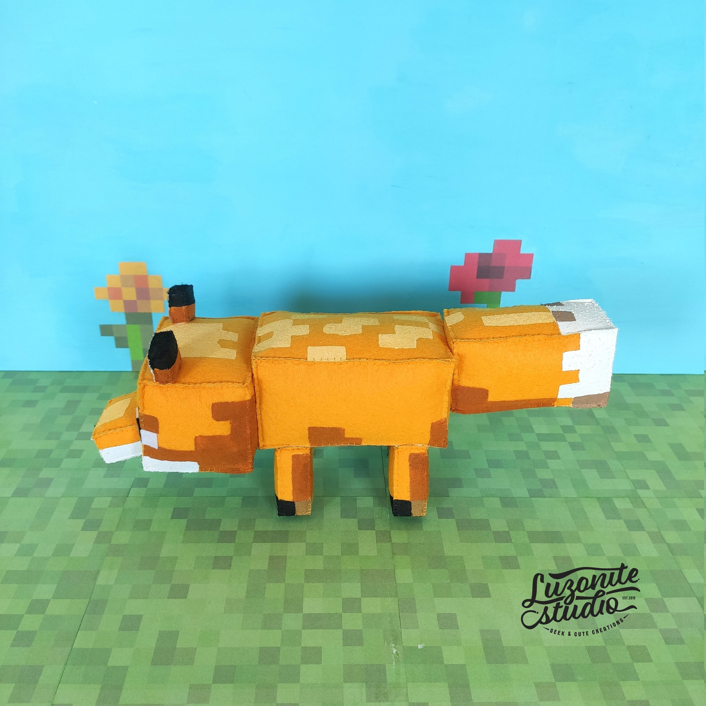 Peluche inspirado en el zorro de Minecraft hecho a mano de fieltro (No ...