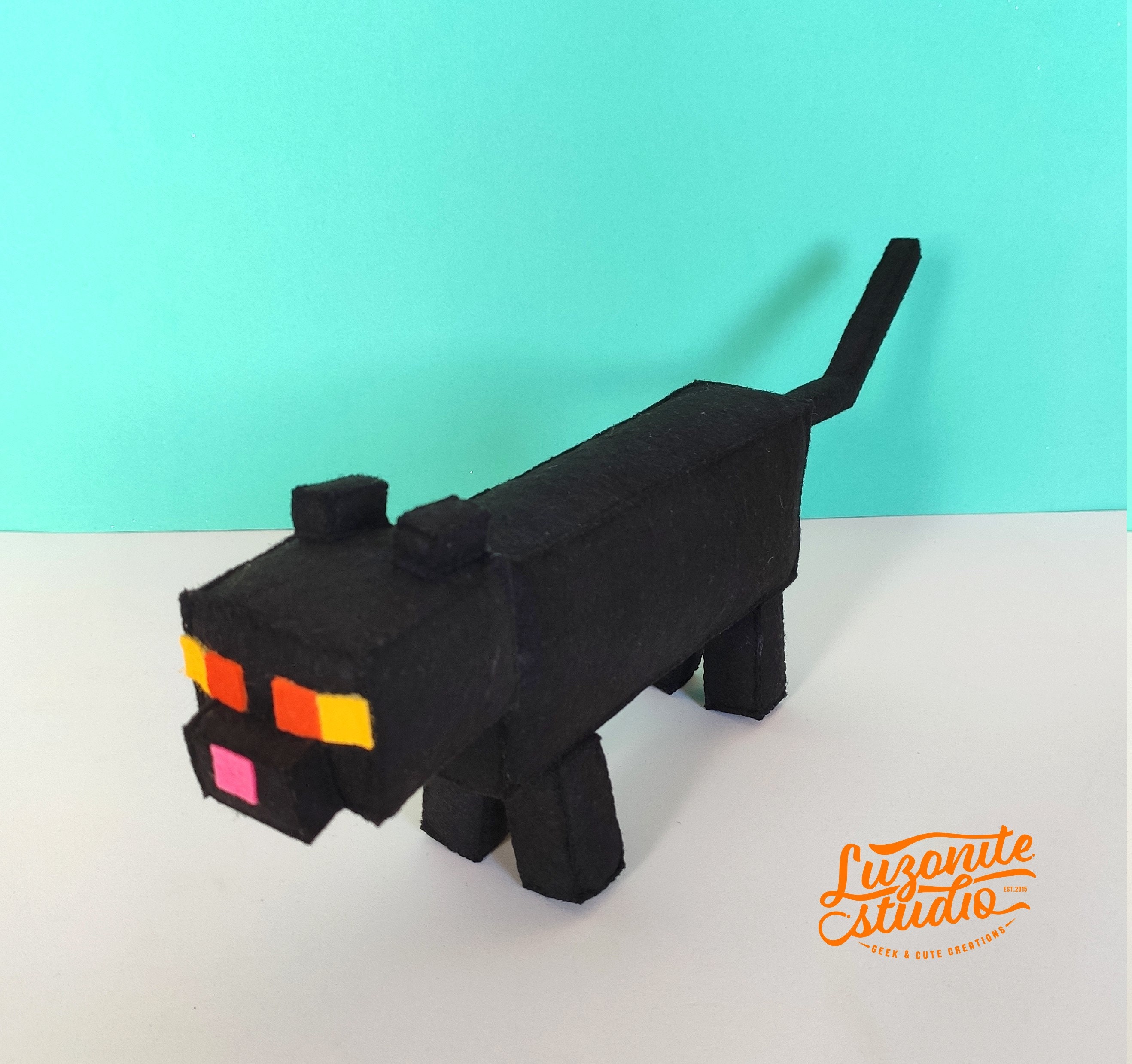 Minecraft black cat-inspired stuffed handmade felt | Etsy