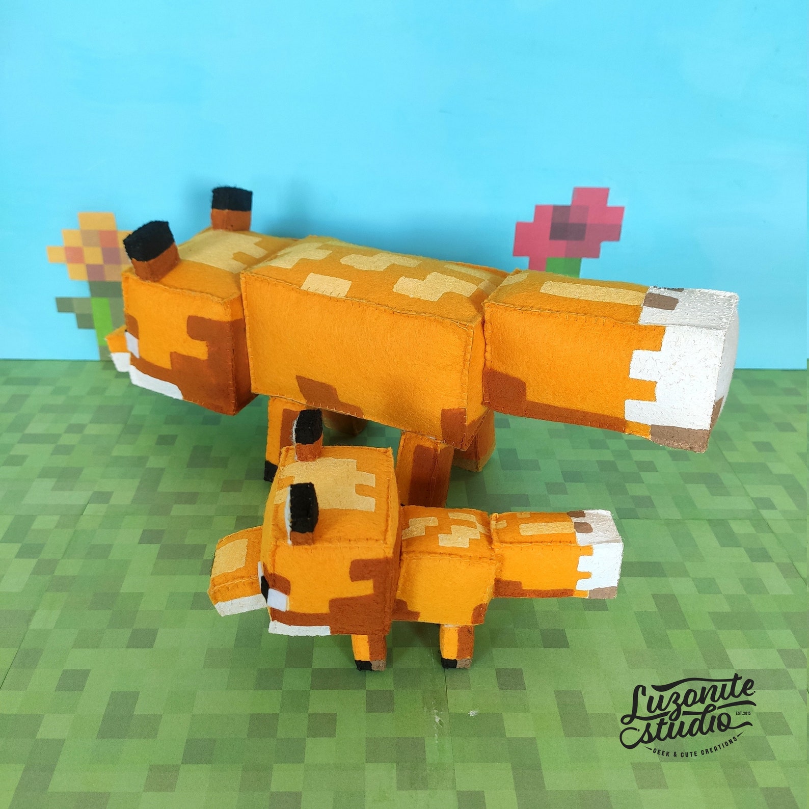 Peluche inspirado en el zorro de Minecraft hecho a mano de fieltro (No ...