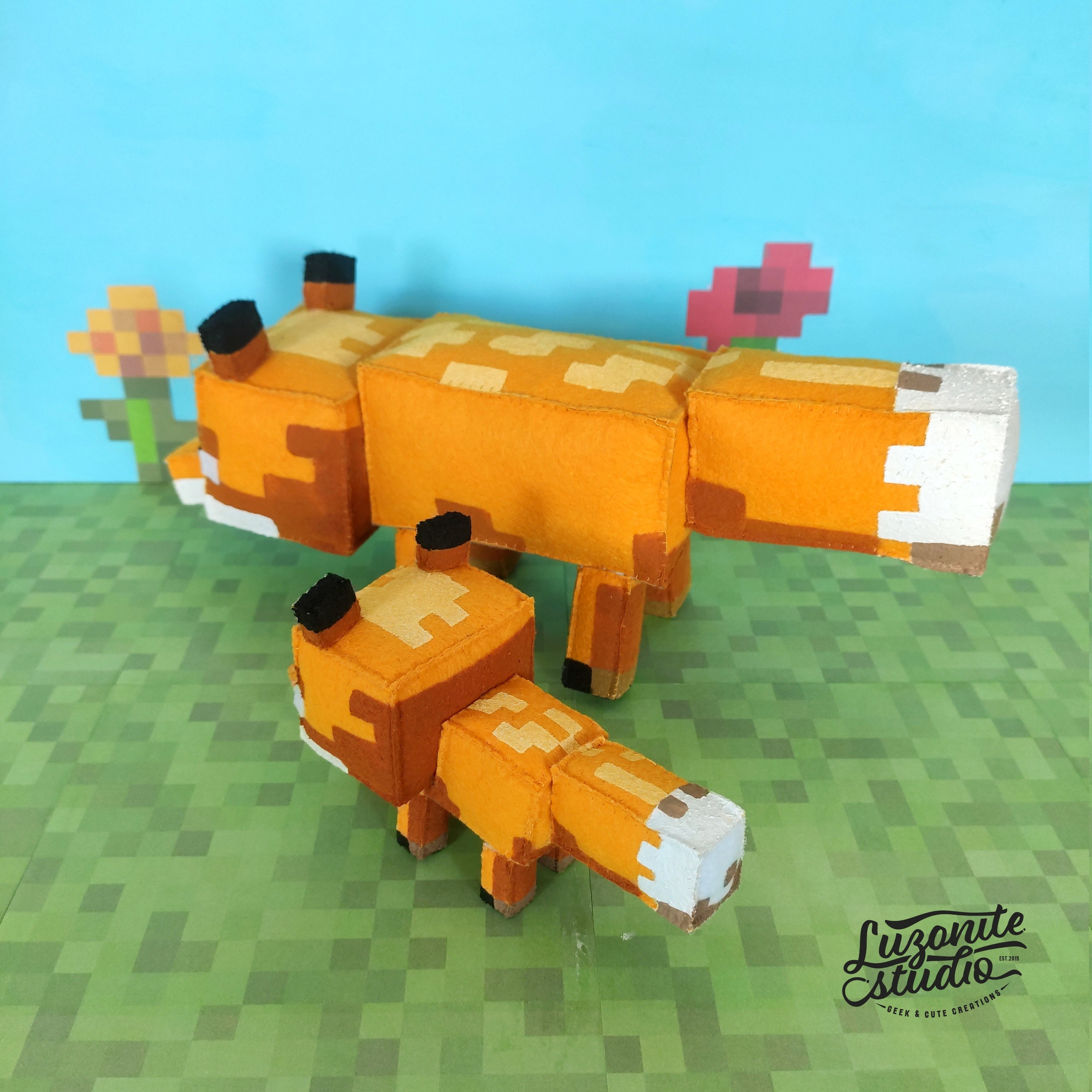 Peluche inspirado en el zorro de Minecraft hecho a mano de fieltro (No ...