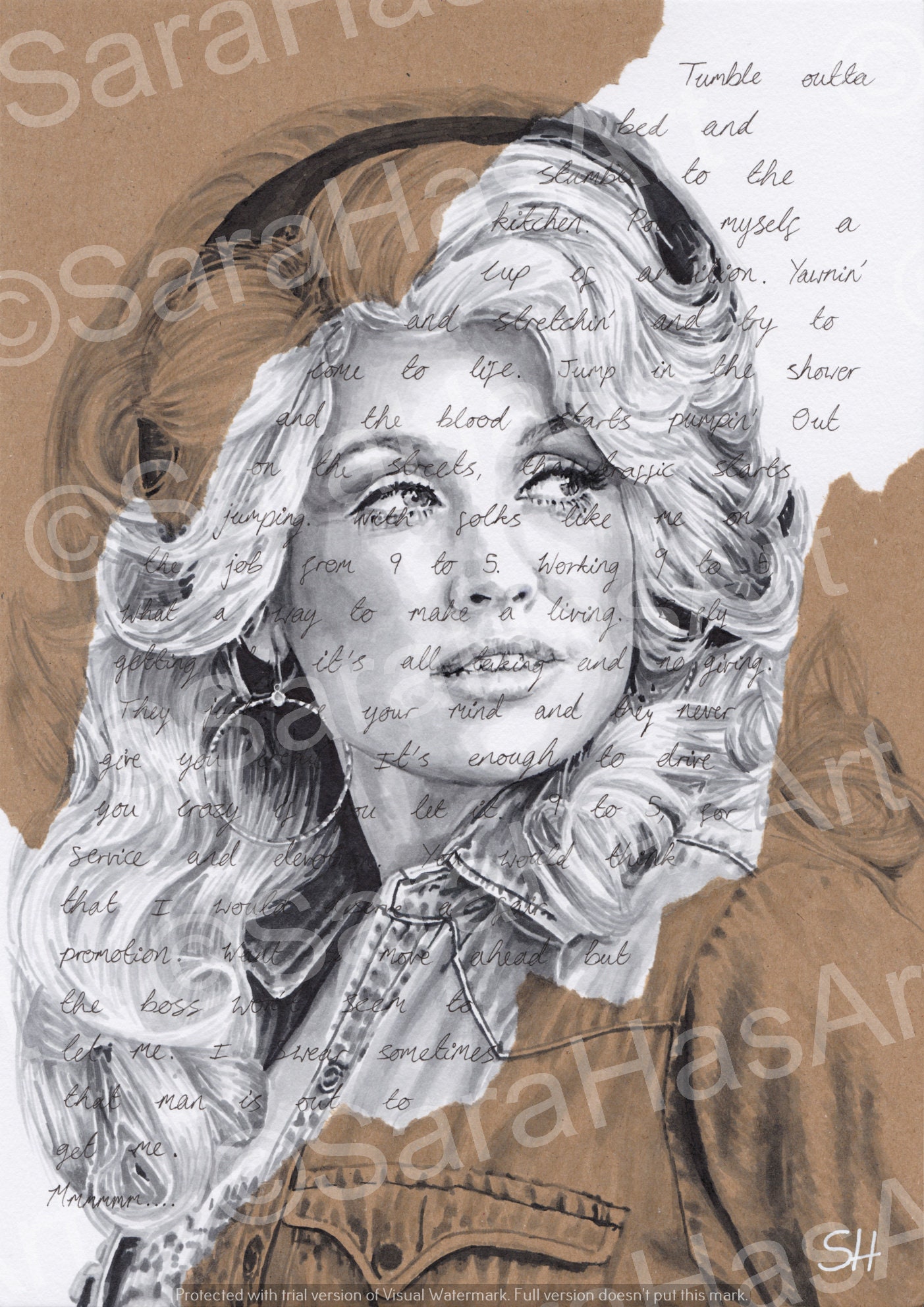 Dolly Parton Portrait Drawing Giclée Art Print With 9 to 5 - Etsy