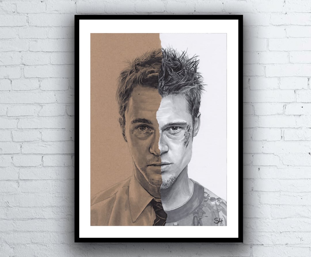 Tyler Durden Portrait Drawing - Signed Fight Club Art Print - Brad Pitt ...