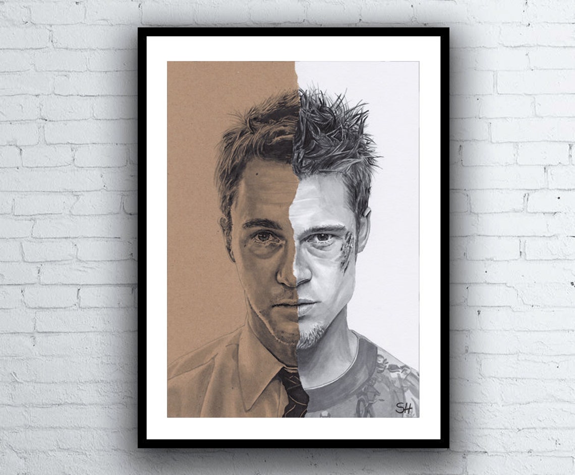 Tyler Durden Portrait Drawing Signed Fight Club Art Print | Etsy