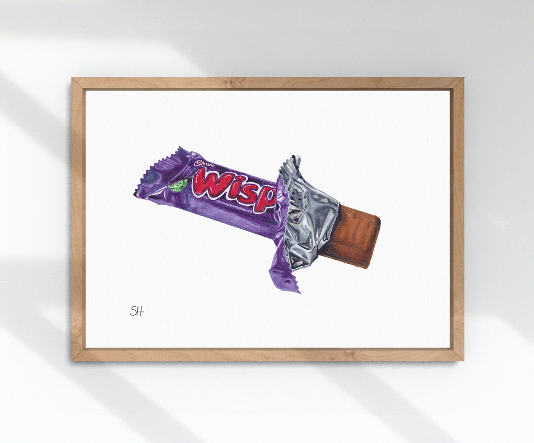 Wispa Chocolate Bar Drawing - Art Print - A5 A4 A3 Sizes - Ink Pen Food ...