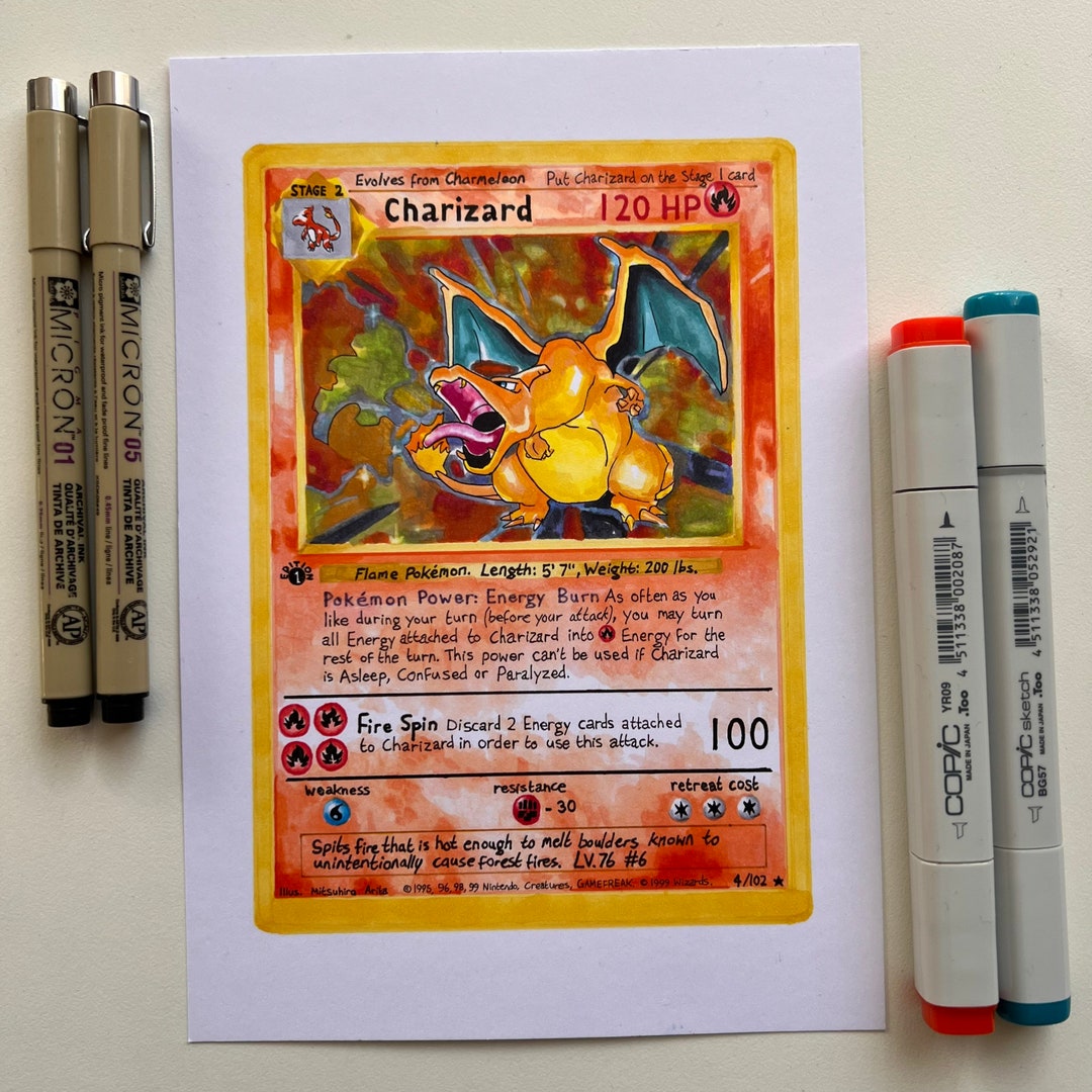 Charizard Pokémon Card Pen Drawing ORIGINAL flame Inktober 2022 Day 5 ...