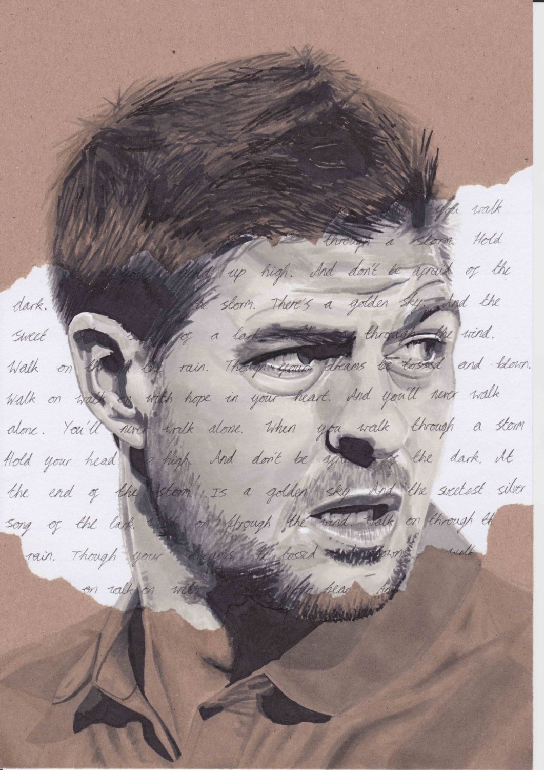 Steven Gerrard Portrait - Signed Giclée Art Print With You'll Never ...