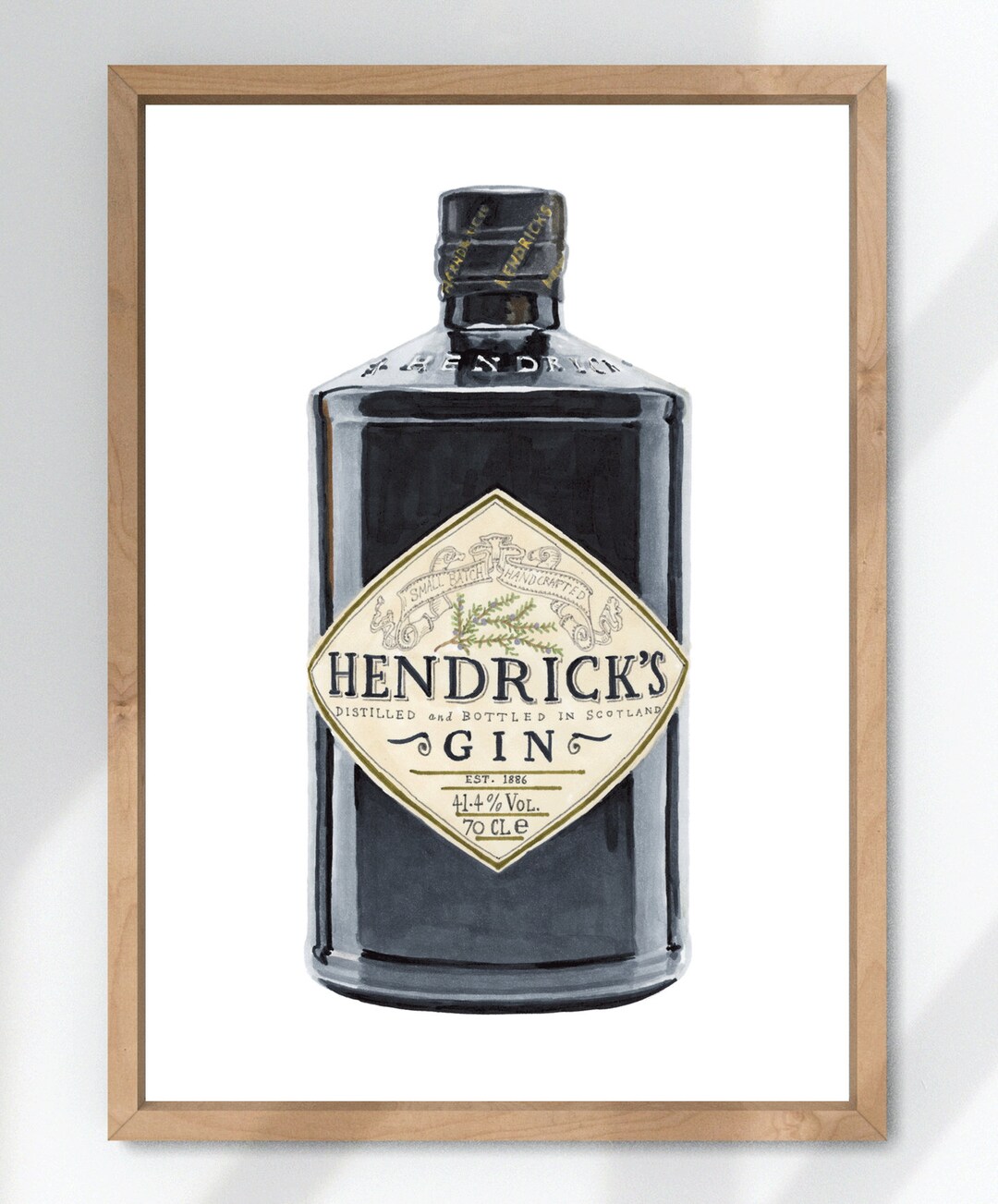 Hendrick's Gin Ink Drawing - Art Print - A5 A4 A3 Sizes - Alcohol ...