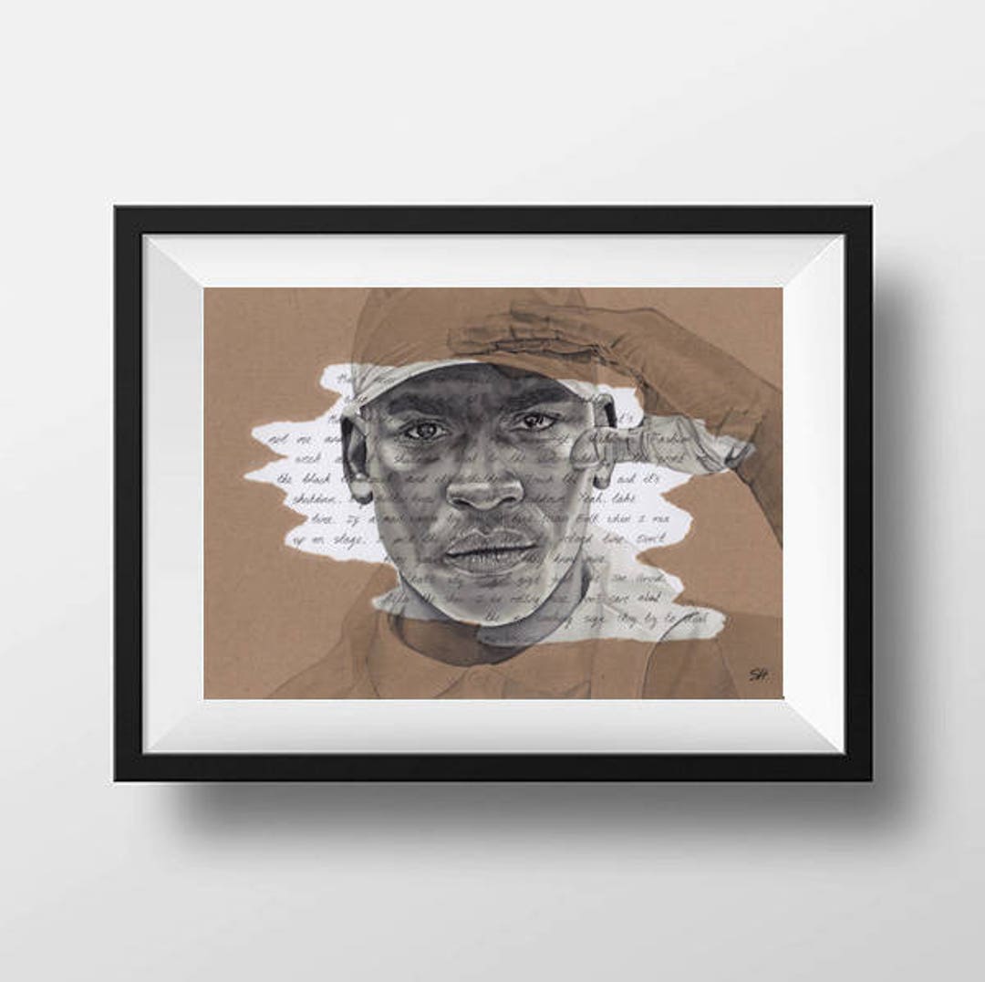 Skepta Portrait Drawing With Shutdown Lyrics - Signed Giclée Art Print ...