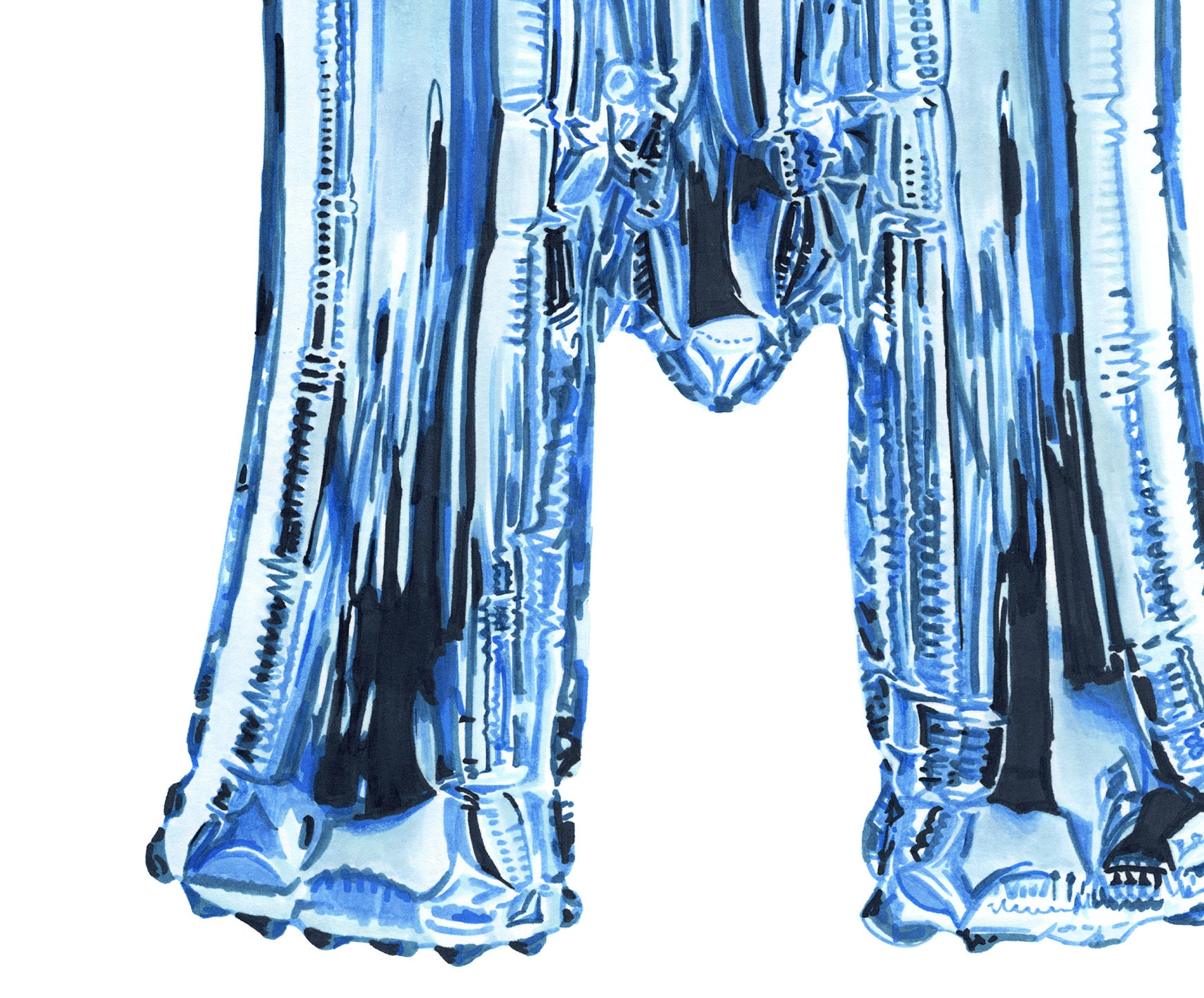 M Balloon Ink Drawing Art Print A5 A4 A3 Sizes Marker - Etsy