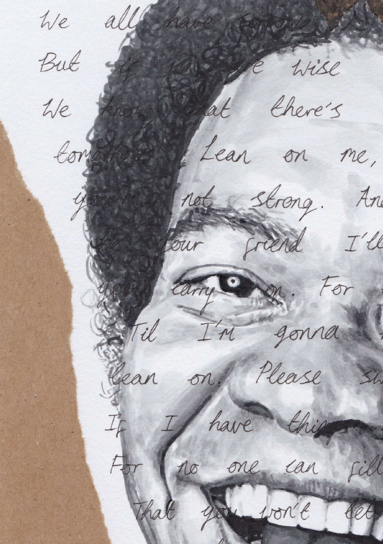 Bill Withers Portrait Drawing With Lean on Me Lyrics - Limited Edition ...
