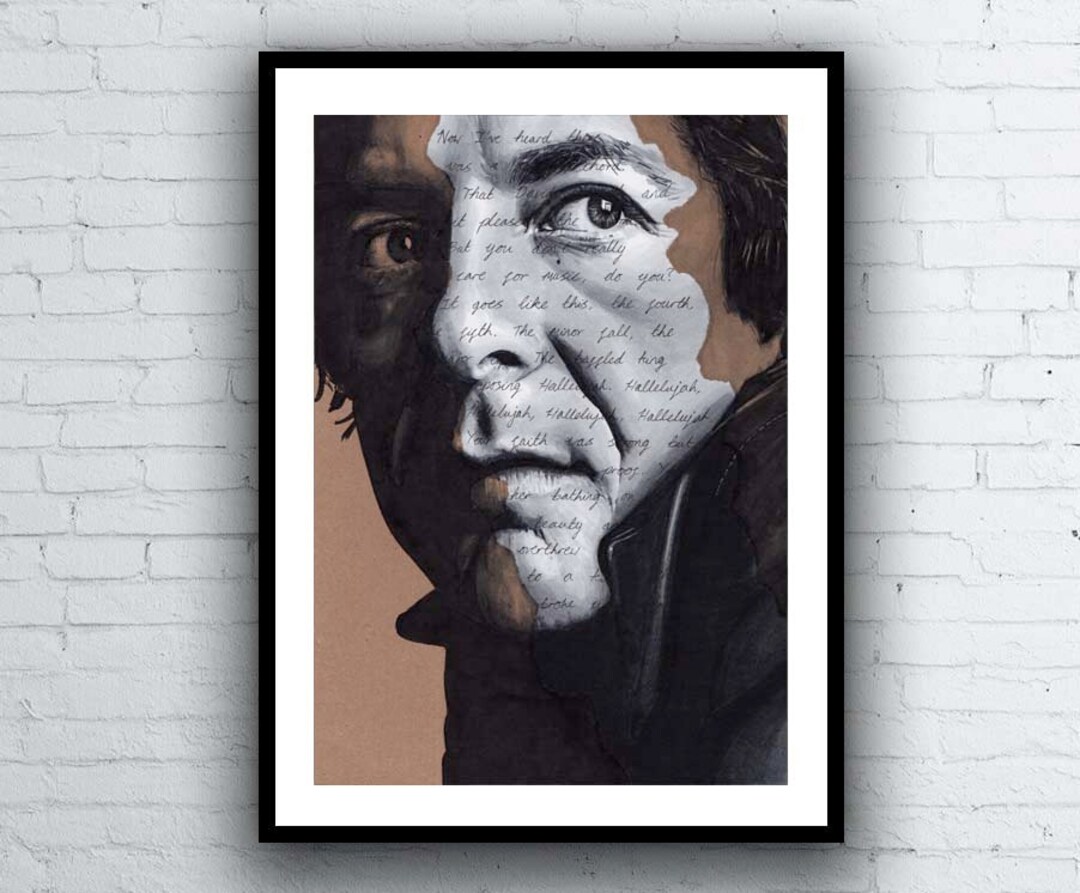 Leonard Cohen Portrait Drawing - Signed Giclée Art Print With ...