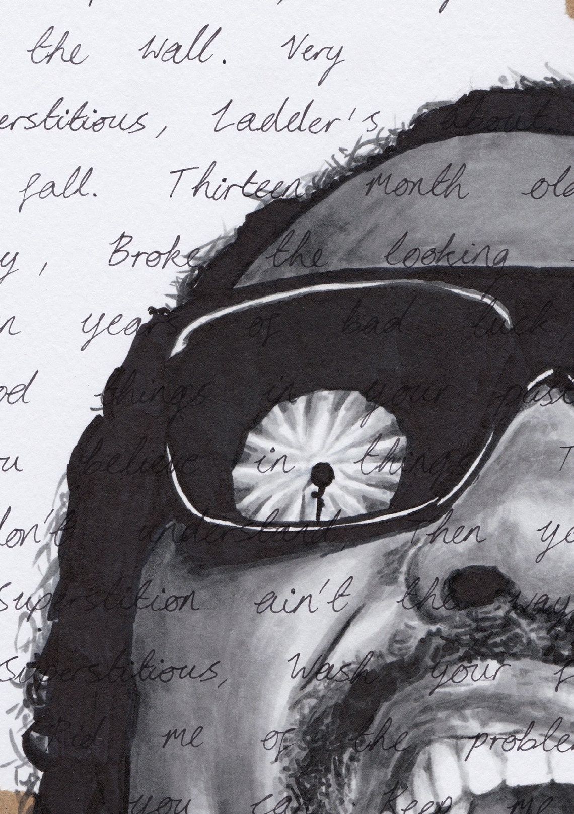 Stevie Wonder Portrait Drawing With Superstition Lyrics | Etsy