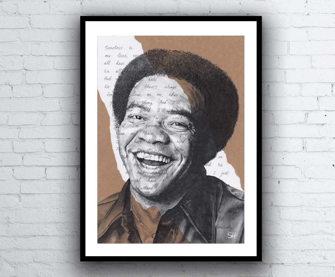 Bill Withers Portrait Drawing With Lean on Me Lyrics - Limited Edition ...