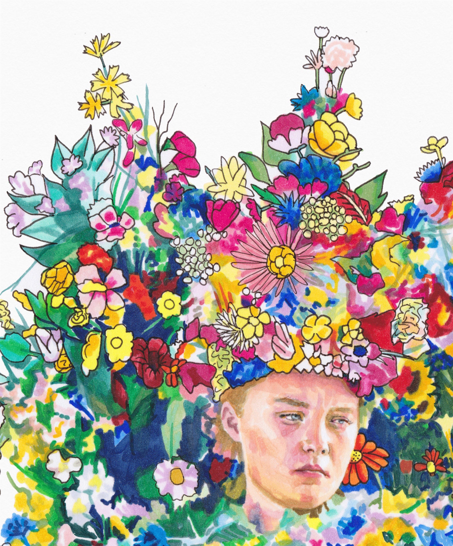 Midsommar Pen Drawing - Art Print - A5 A4 A3 Sizes - May Queen Ink Pen ...