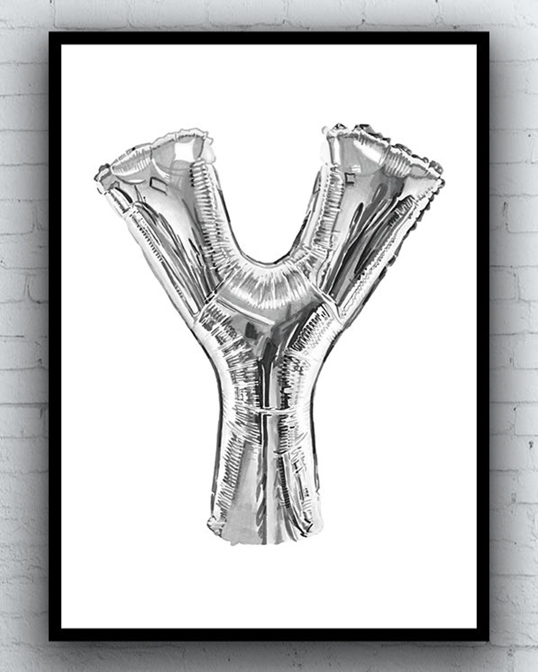 Y Balloon Ink Drawing - Art Print - A5 A4 A3 Sizes - Marker Pen ...