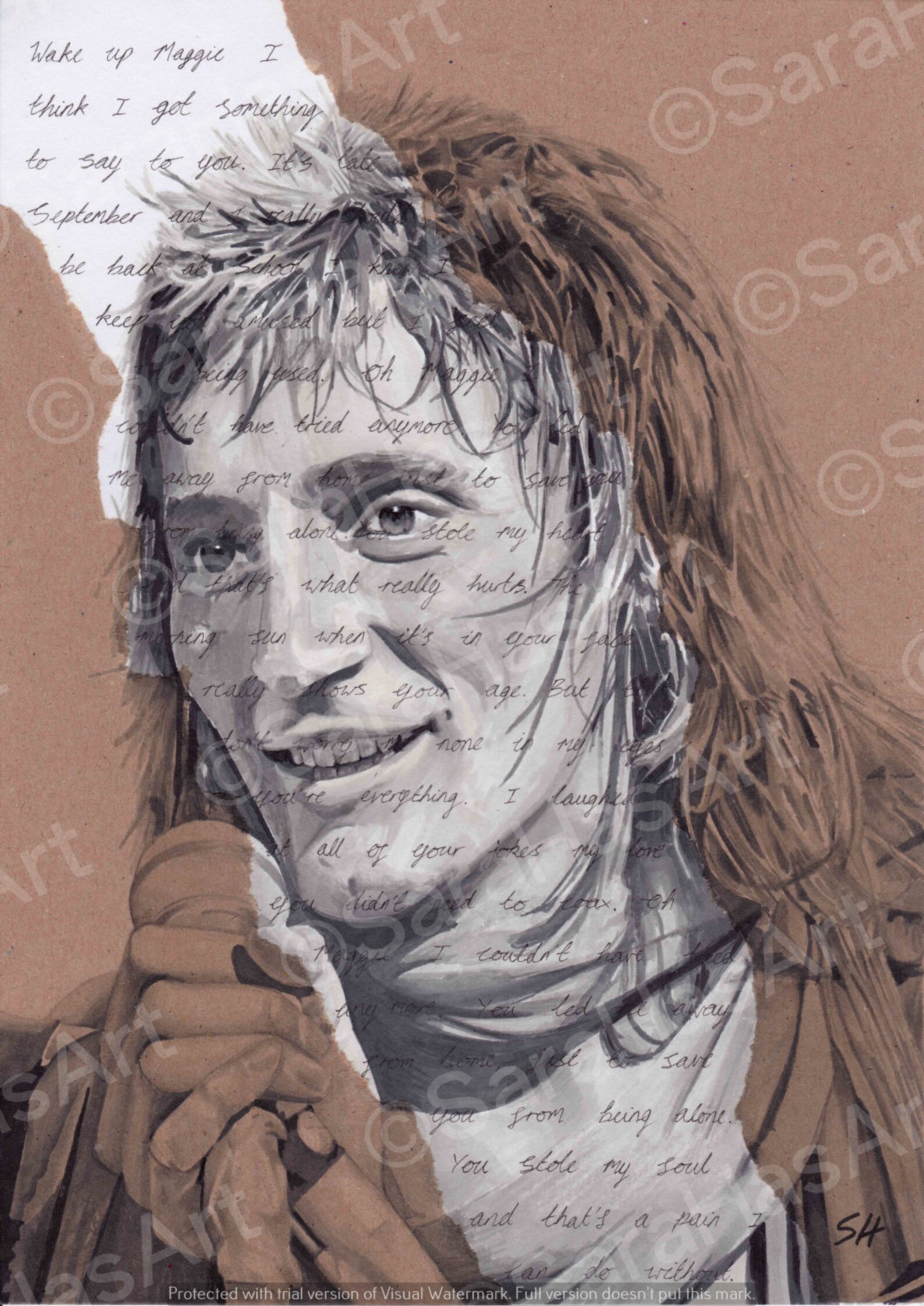 Rod Stewart Portrait signed Giclée art print with Maggie May | Etsy