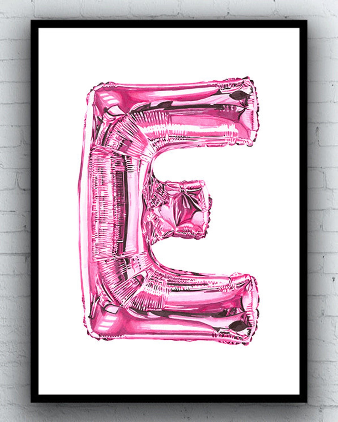 E Balloon Ink Drawing - Art Print - A5 A4 A3 Sizes - Marker Pen ...