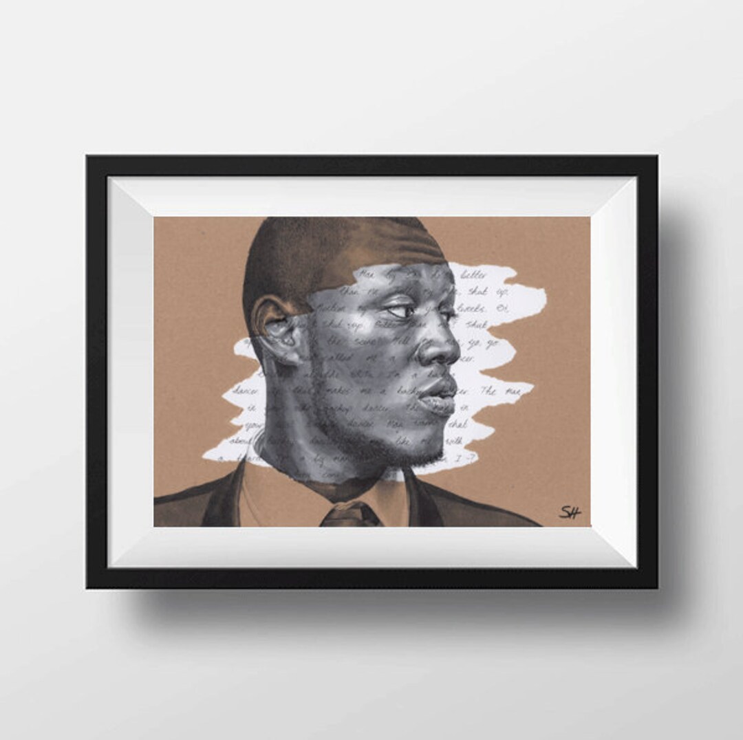 Stormzy Portrait Drawing With Shut up Lyrics - Signed Giclée Art Print ...