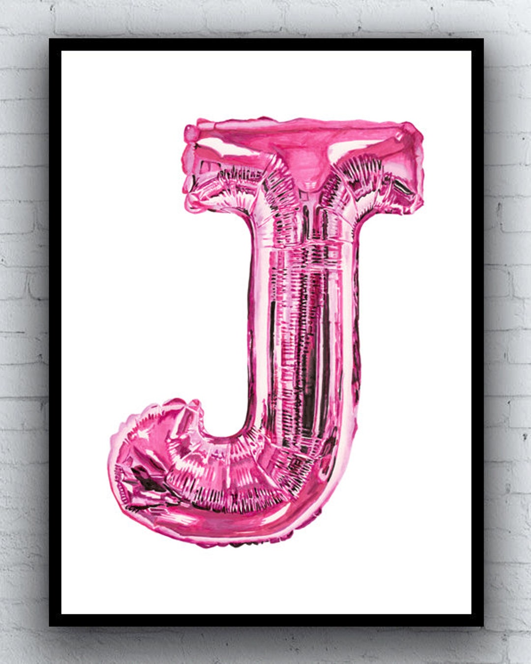 J Balloon Ink Drawing - Art Print - A5 A4 A3 Sizes - Marker Pen ...
