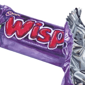 Wispa Chocolate Bar Drawing - Art Print - A5 A4 A3 Sizes - Ink Pen Food ...