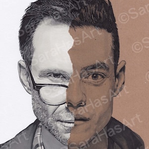 Mr. Robot Portrait Drawing - Signed Giclée Art Print - Rami Malek ...