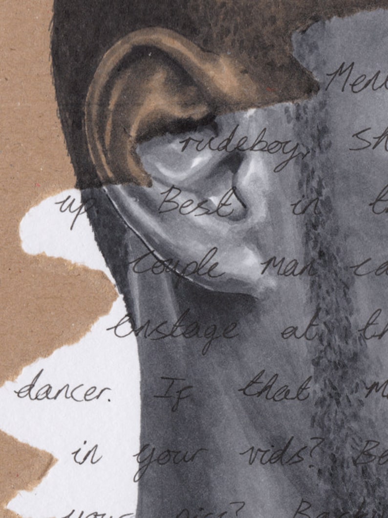 Stormzy Portrait Drawing With Shut up Lyrics Signed Giclée - Etsy