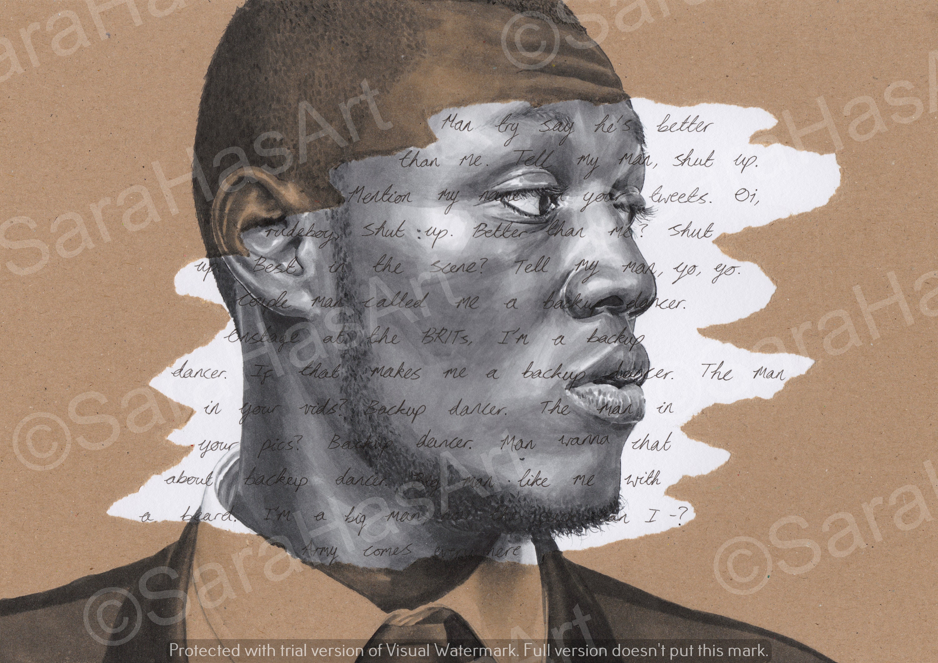 Stormzy Portrait Drawing With Shut up Lyrics Signed Giclée | Etsy