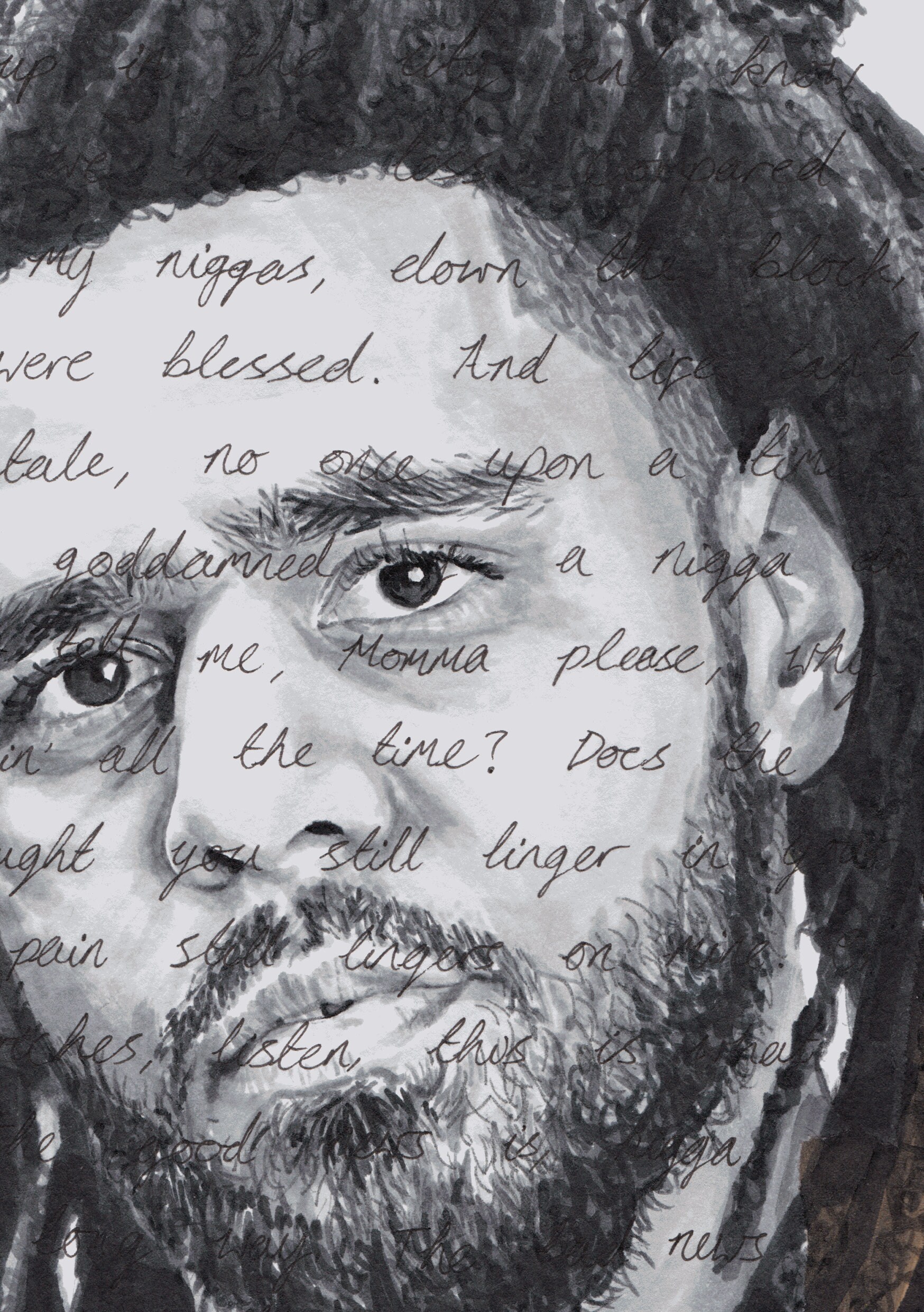 J. Cole Drawing Portrait With Love Yourz Lyrics Limited - Etsy Israel