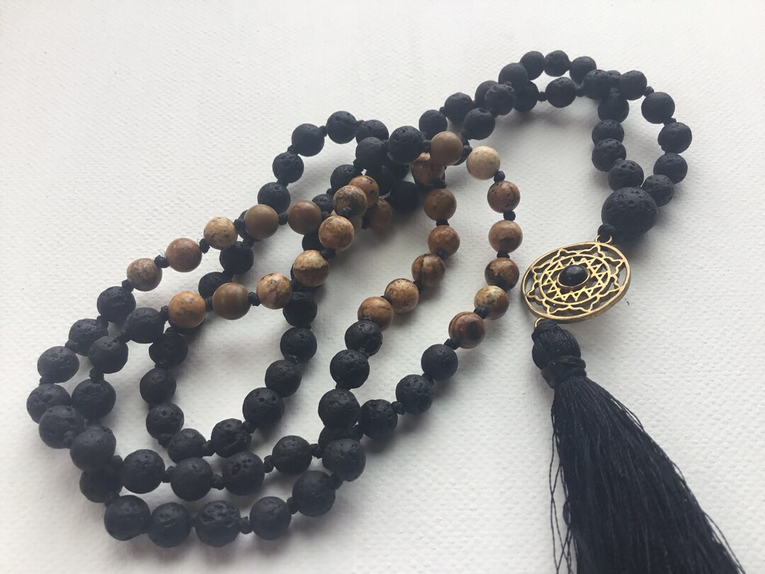 Mala Lava Stone Mala Jasper Mala Buddhist Stone Mala Style - Etsy