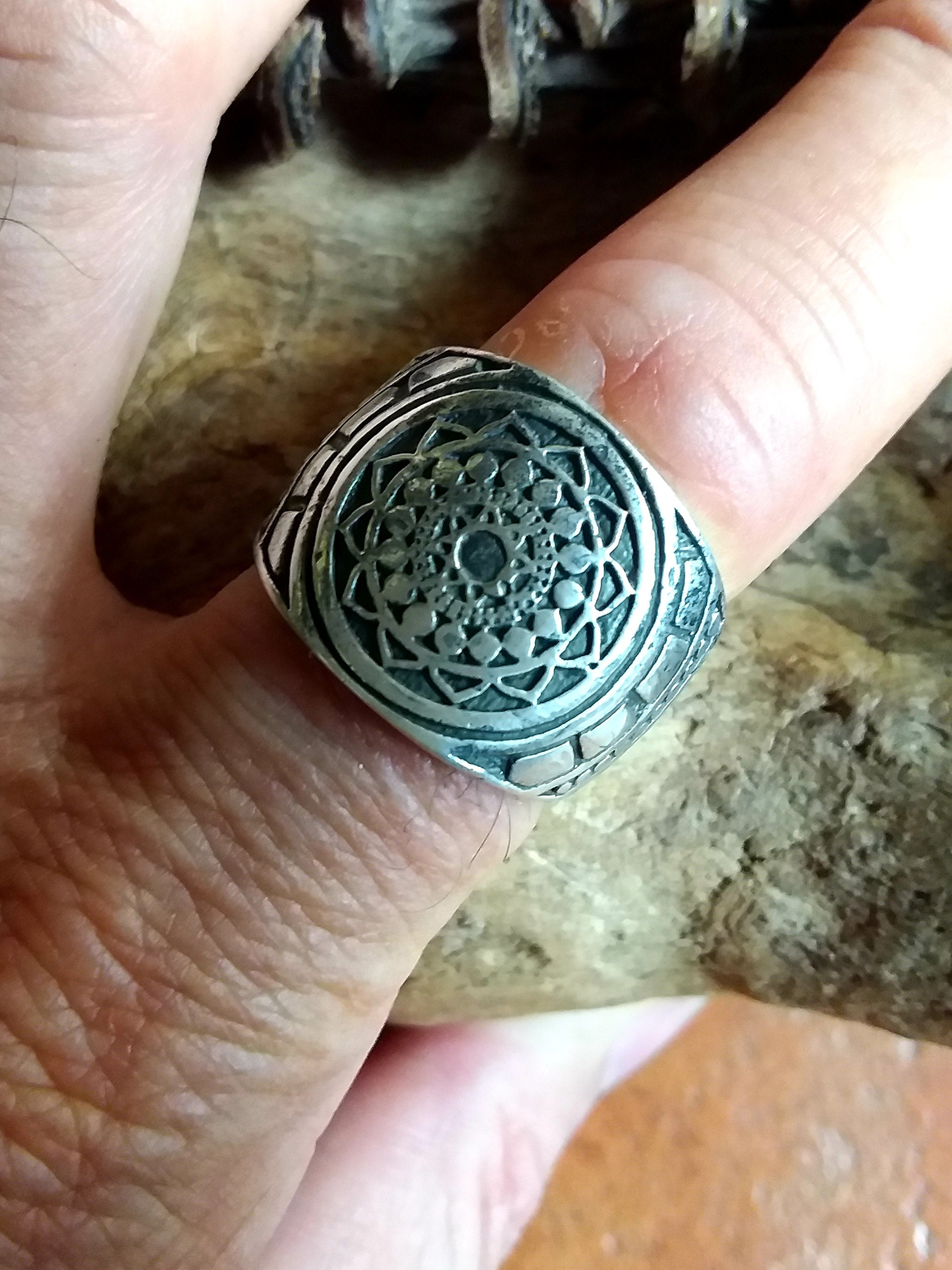 Ring Mandala silber925 Ring geheiligte Geometrie Mandala Ring | Etsy