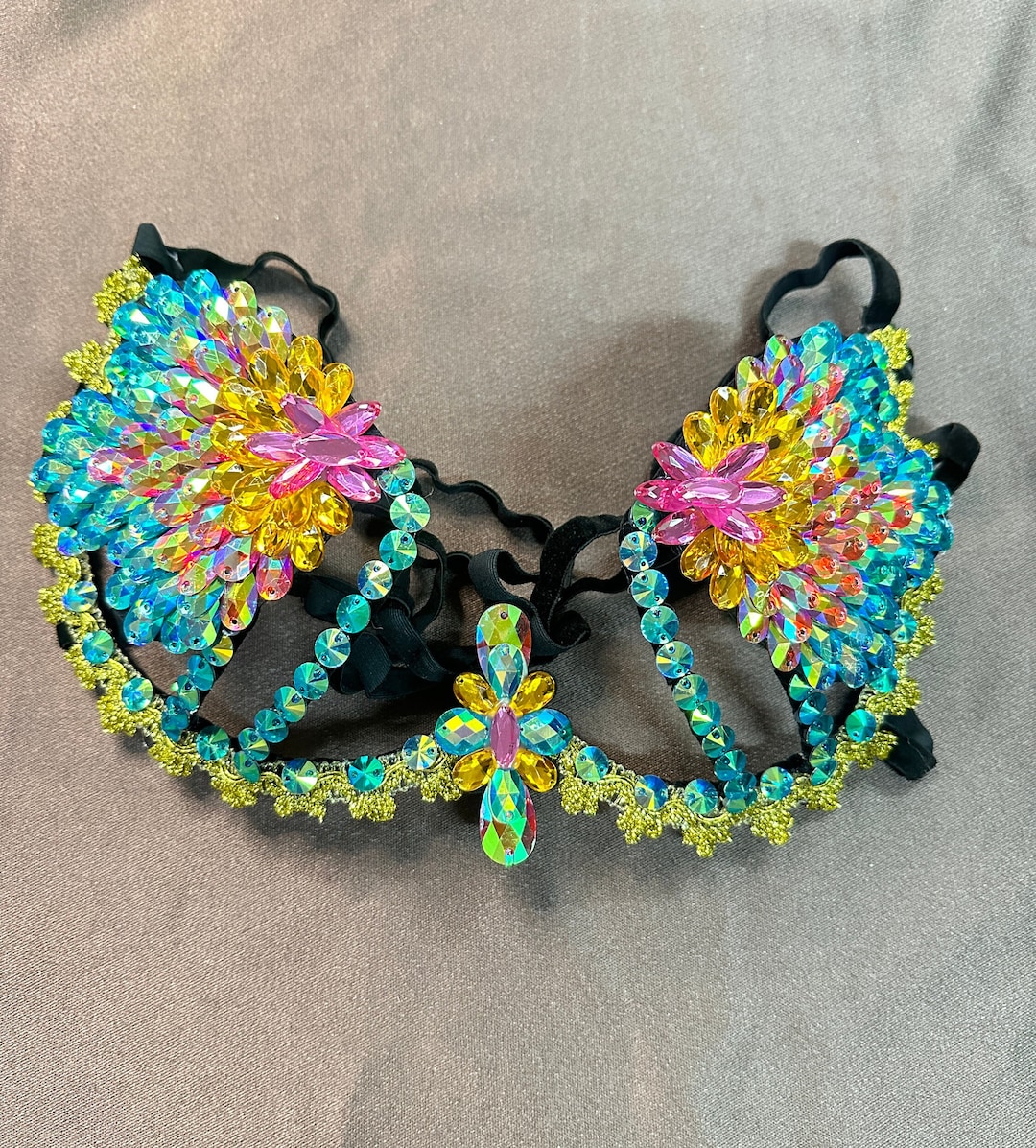 Samba Carnival Wire Bra Rainbow Silver,black Color - Etsy