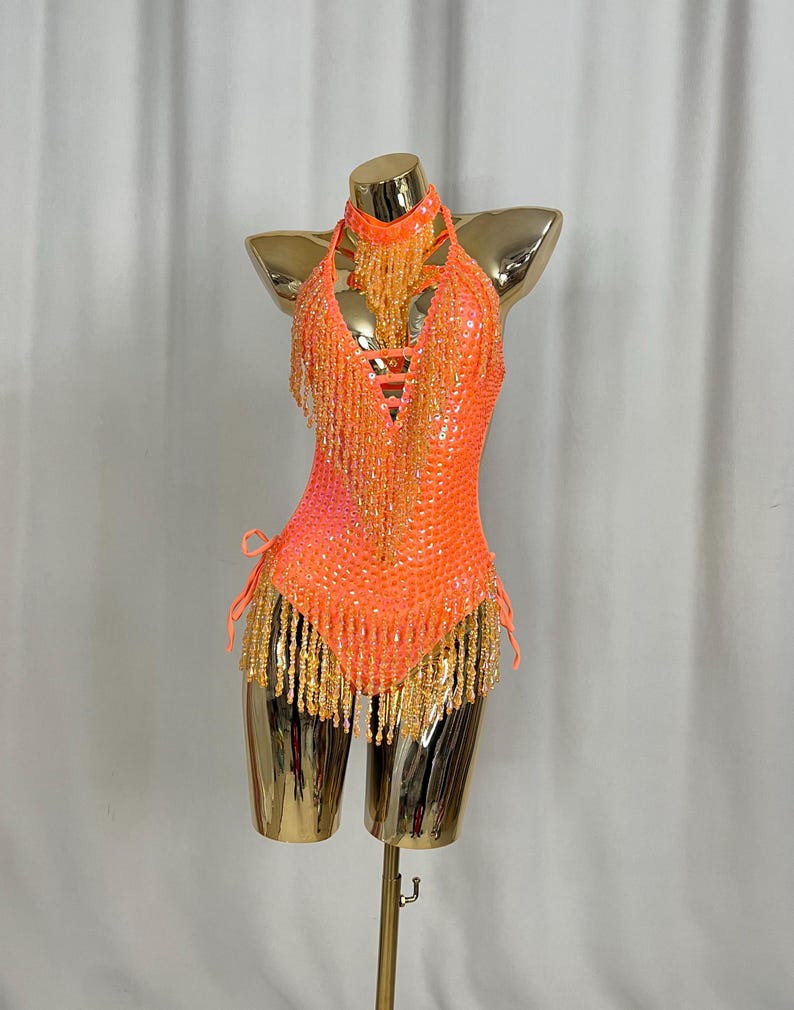 Sexy Women Beads Bodysuit Sequin Swimsuit Leotard Dancer Costume Stage ...