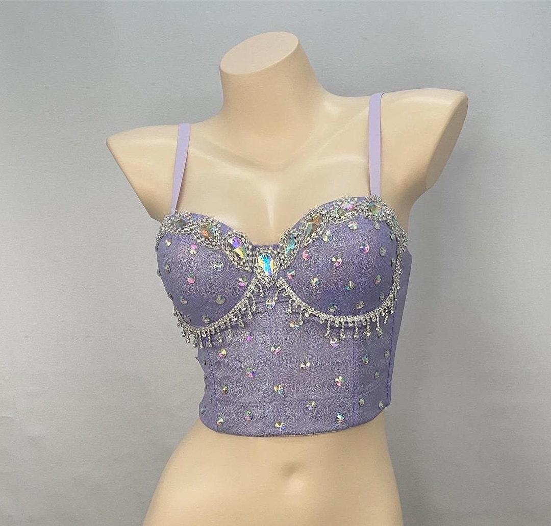 Women's Rhinestone Beaded Sexy Corset, Women Corset in Stones, Burlesque Corset, Rave Corset ...
