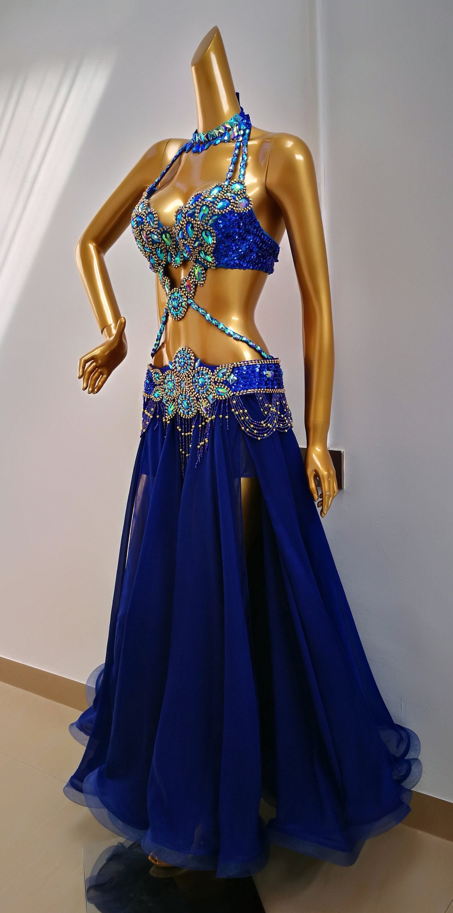 Hand Made Beaded Belly Dance Samba Costume ROYAL BLUE Color - Etsy