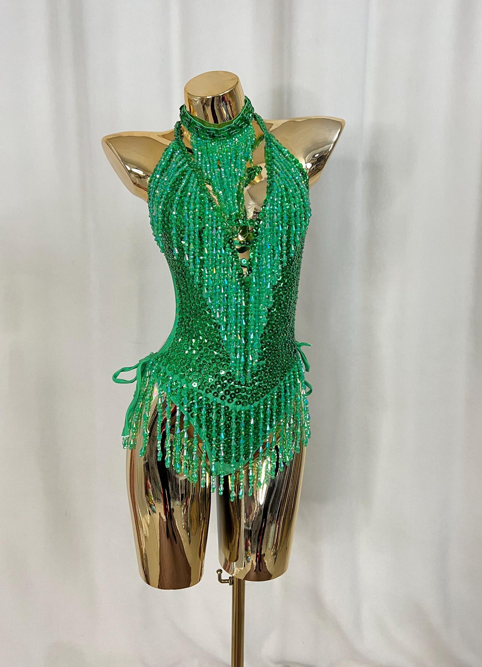 Sexy Women Beads Bodysuit Sequin Swimsuit Leotard Dancer Costume Stage ...