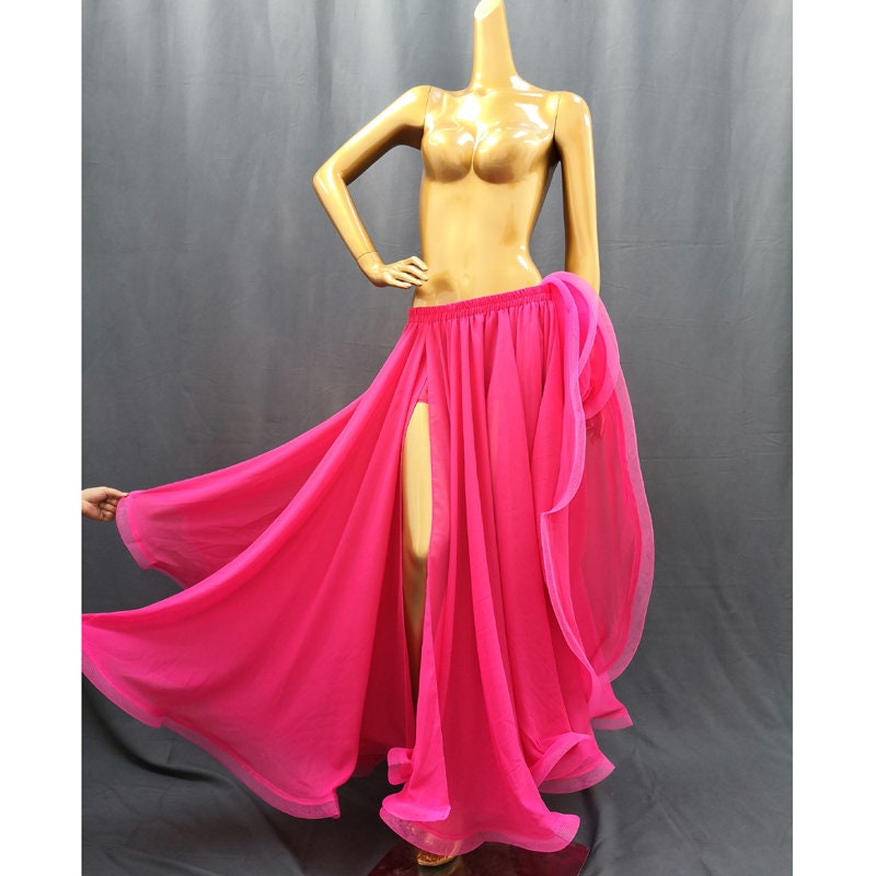Belly Dance Skirt Slit Both Side SK1905 Black Hot Pink Dark - Etsy
