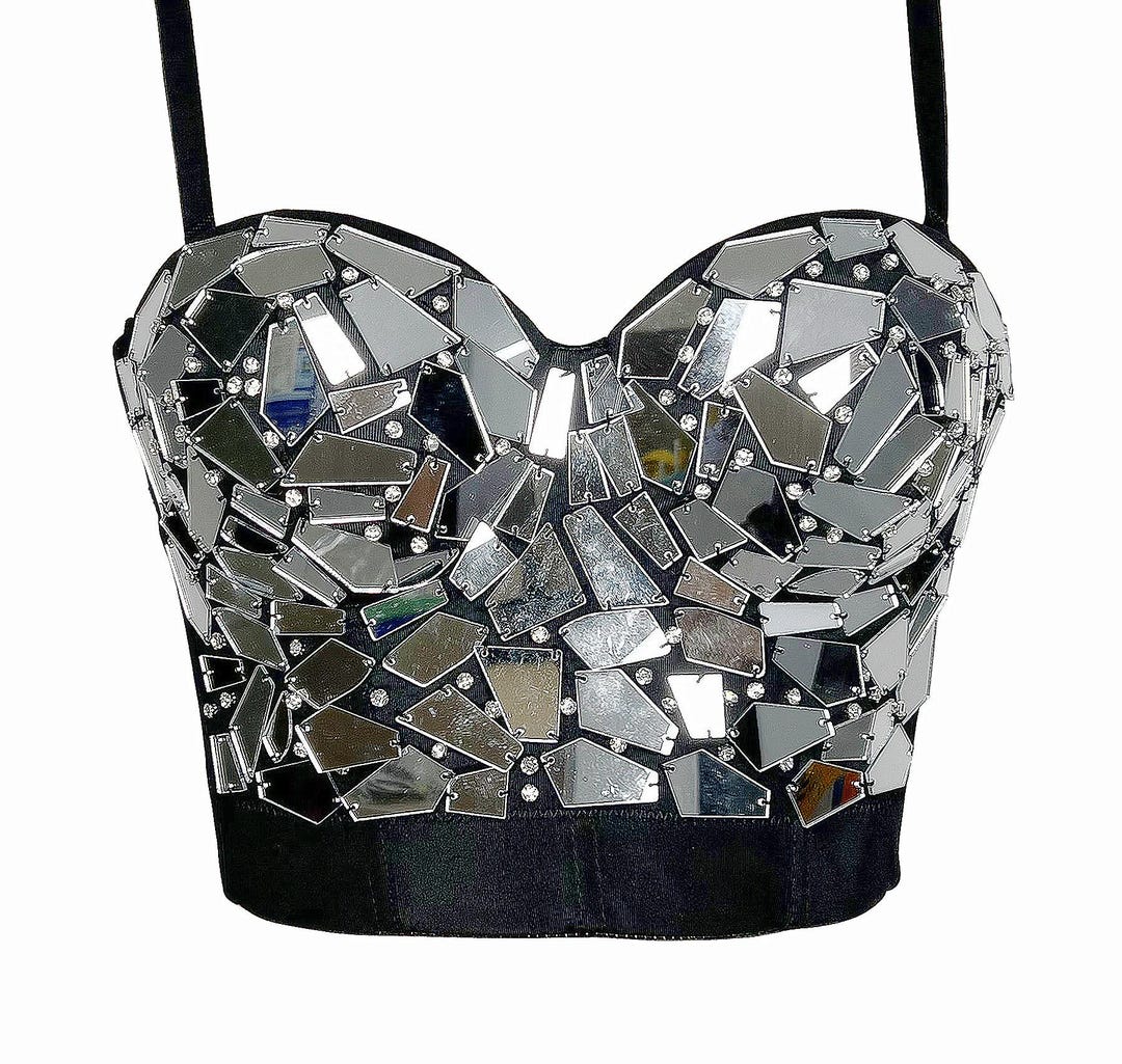 Women's Mirror Stones Sexy Corset, Women Corset in Stones, Burlesque ...