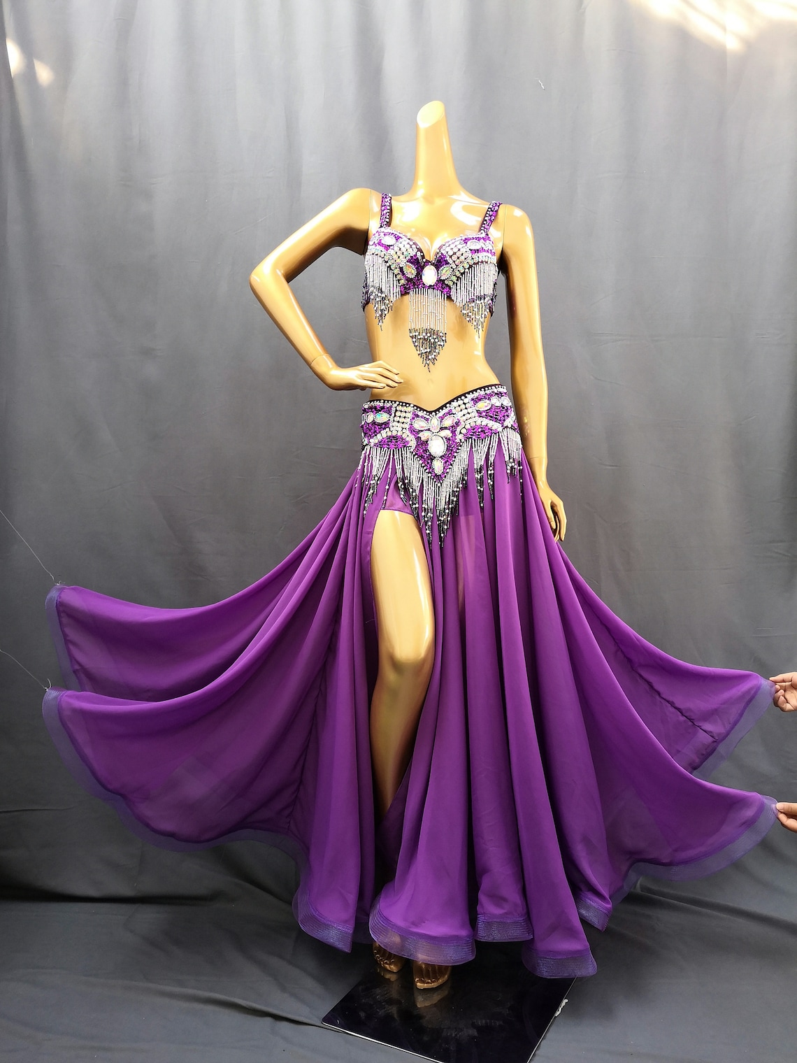 FREE SHIPPING Hand Beaded Belly Dance Samba Costume Purple - Etsy
