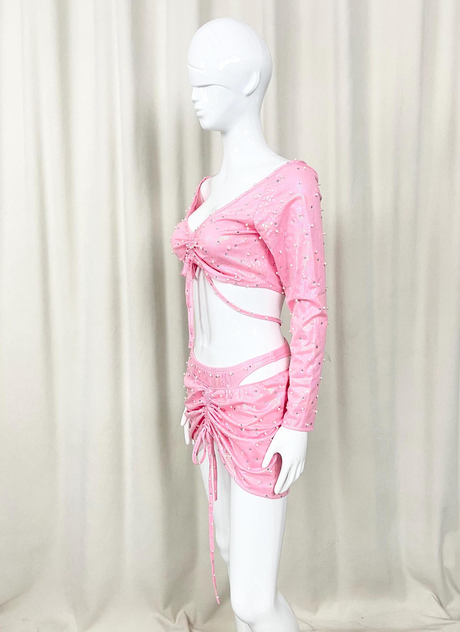 Fashion EDC Dress Costumes Custom Rave Cosplay Serpentine Pink & Black ...