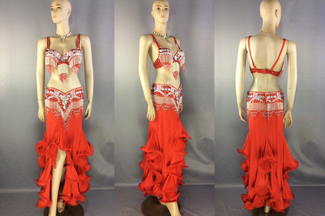 TF1618SK38 Hand Beaded Belly Dance Samba Costume Gold Color - Etsy UK