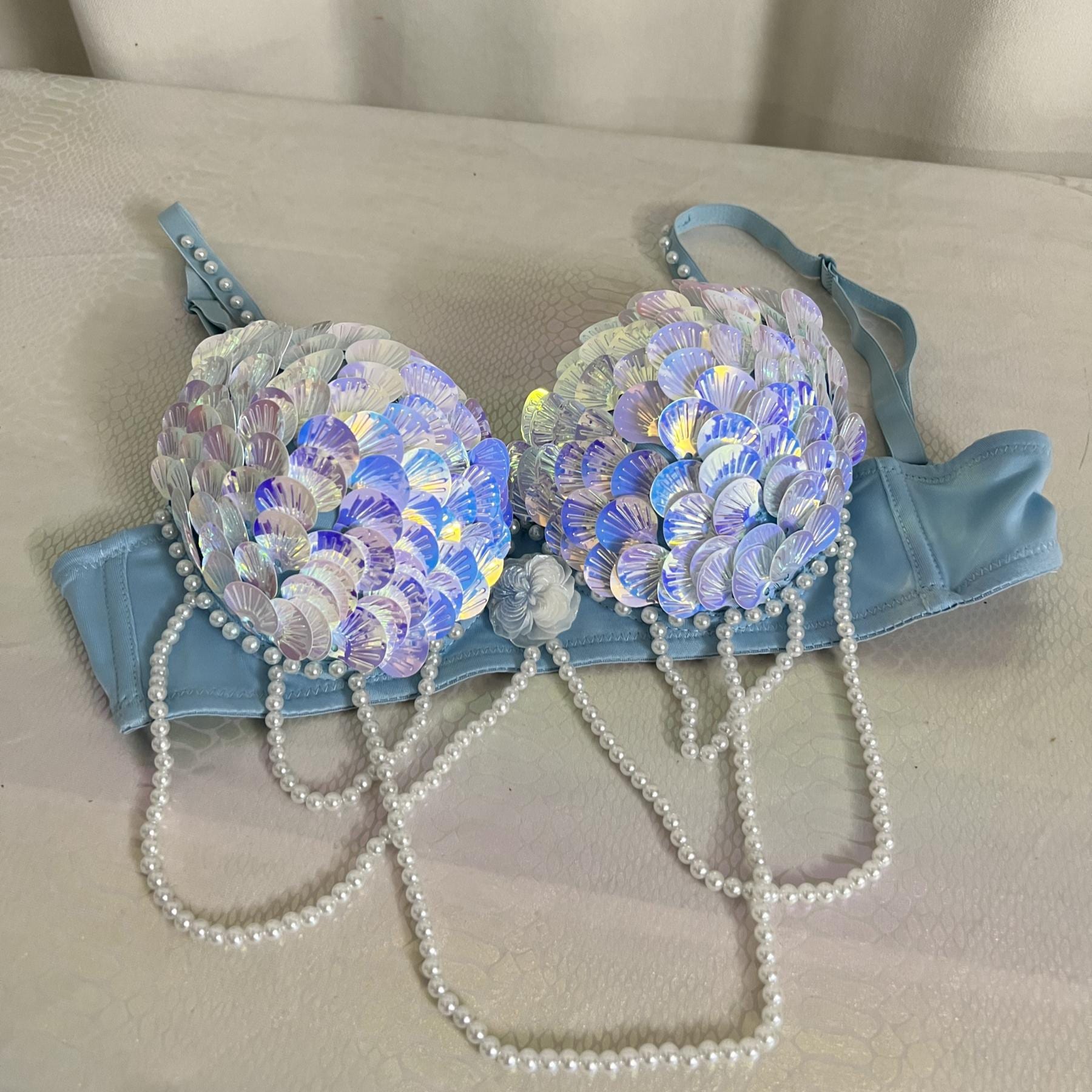 New Style Handmade Halloween Belly Dance Pearl Shell Decorate Bra - Etsy