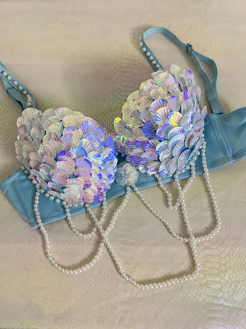 New Style Handmade Halloween Belly Dance Pearl Shell Decorate Bra - Etsy