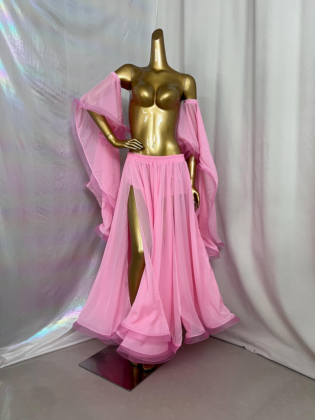 Samba Carnival Chiffon Double Slit Dance Skirt With Arm Sleeves for ...